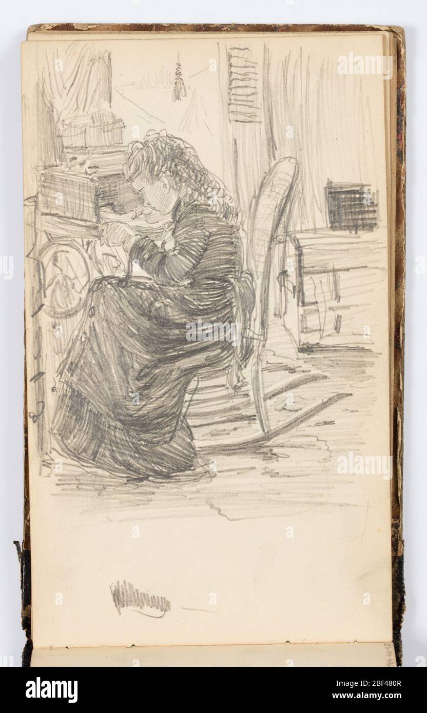 Sketchbook Page. Sketch of female figure in a rocking chair Stock Photo ...