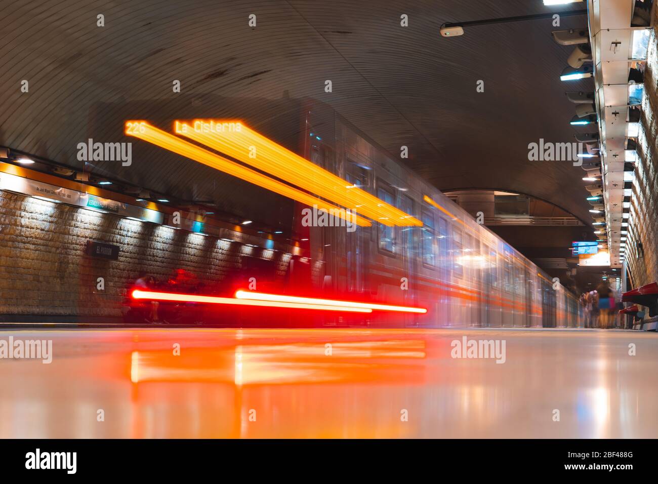 SANTIAGO, CHILE - JANUARY 2020: A Metro de Santiago train at El Parrón ...