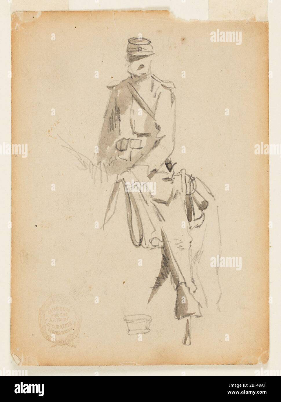 Mounted Cavalry Officer. Vertical view of a mounted cavalry officer ...