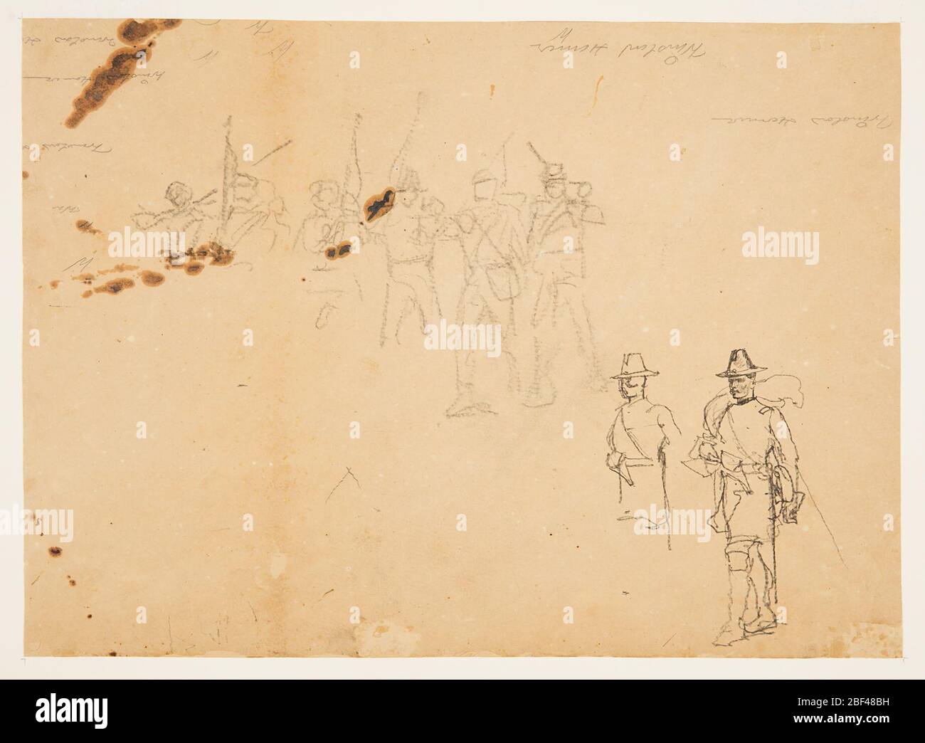 Sketches of Single Infantry Figures and Practice Signatures. Horizontal ...