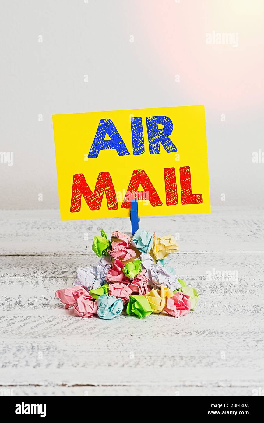Handwriting text Air Mail. Conceptual photo the bags of letters and ...