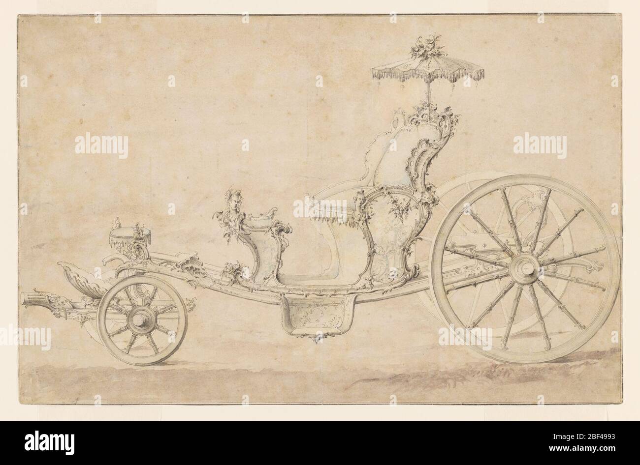 Design for a Cabriolet. An elaborate four wheeled open carriage ...