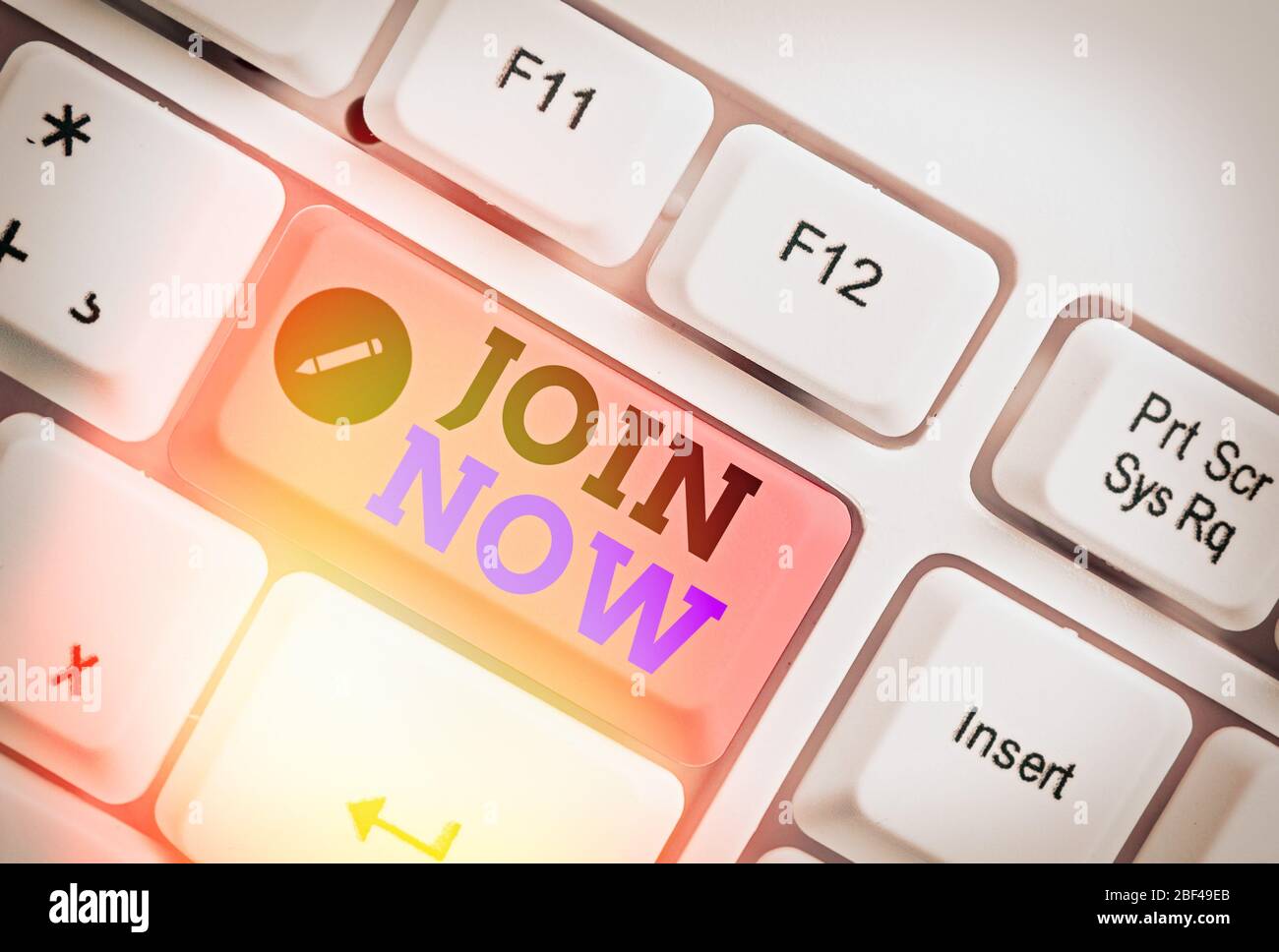 Writing note showing Join Now. Business concept for An invite to a ...