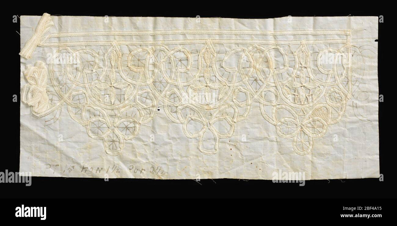 Pattern with tape lace attached. Incomplete example. Tape applied to ...