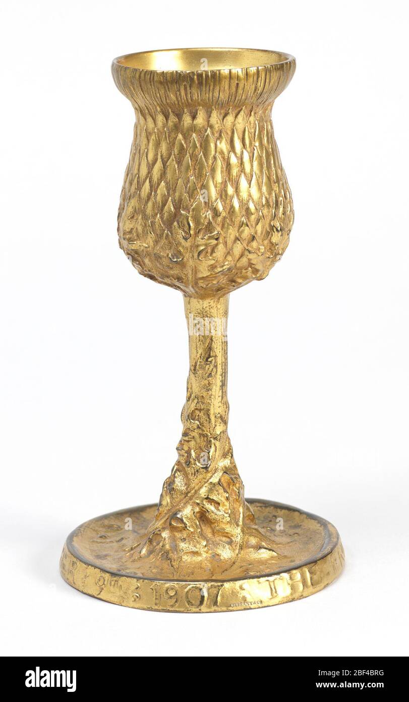 Goblet. Cast gilt bronze goblet with artichoke pattern on exterior ...