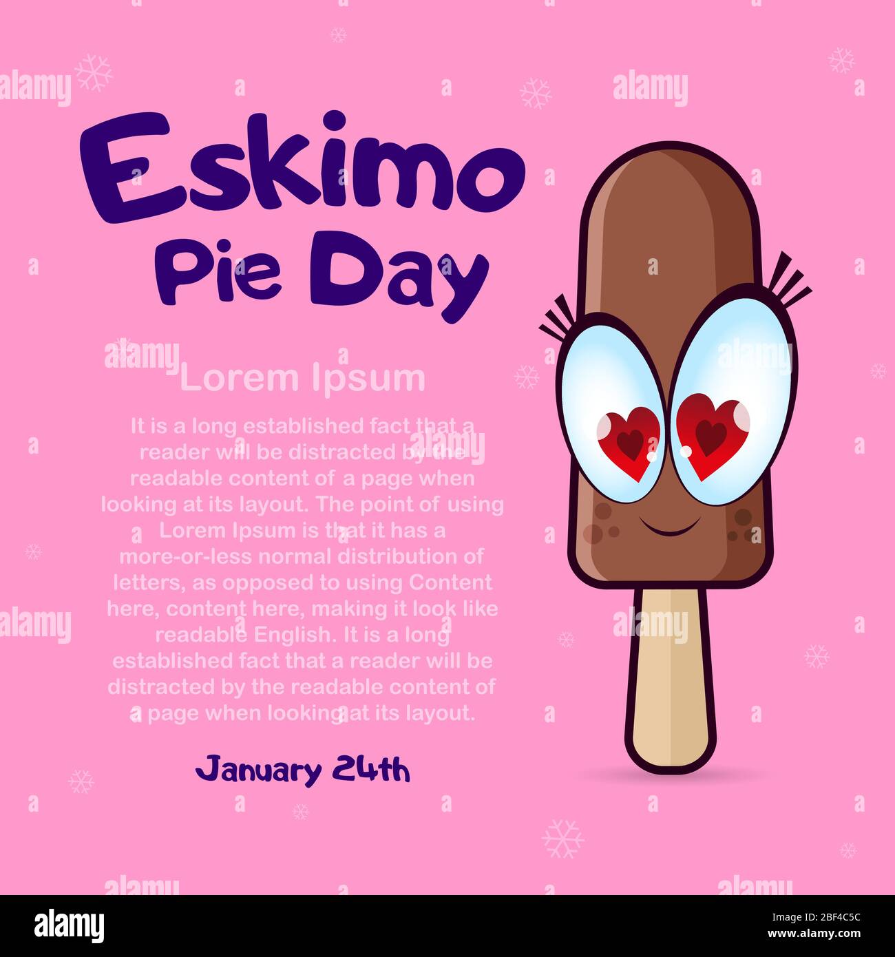 International Eskimo Pie Day, January 24. Square Banner with place for ...