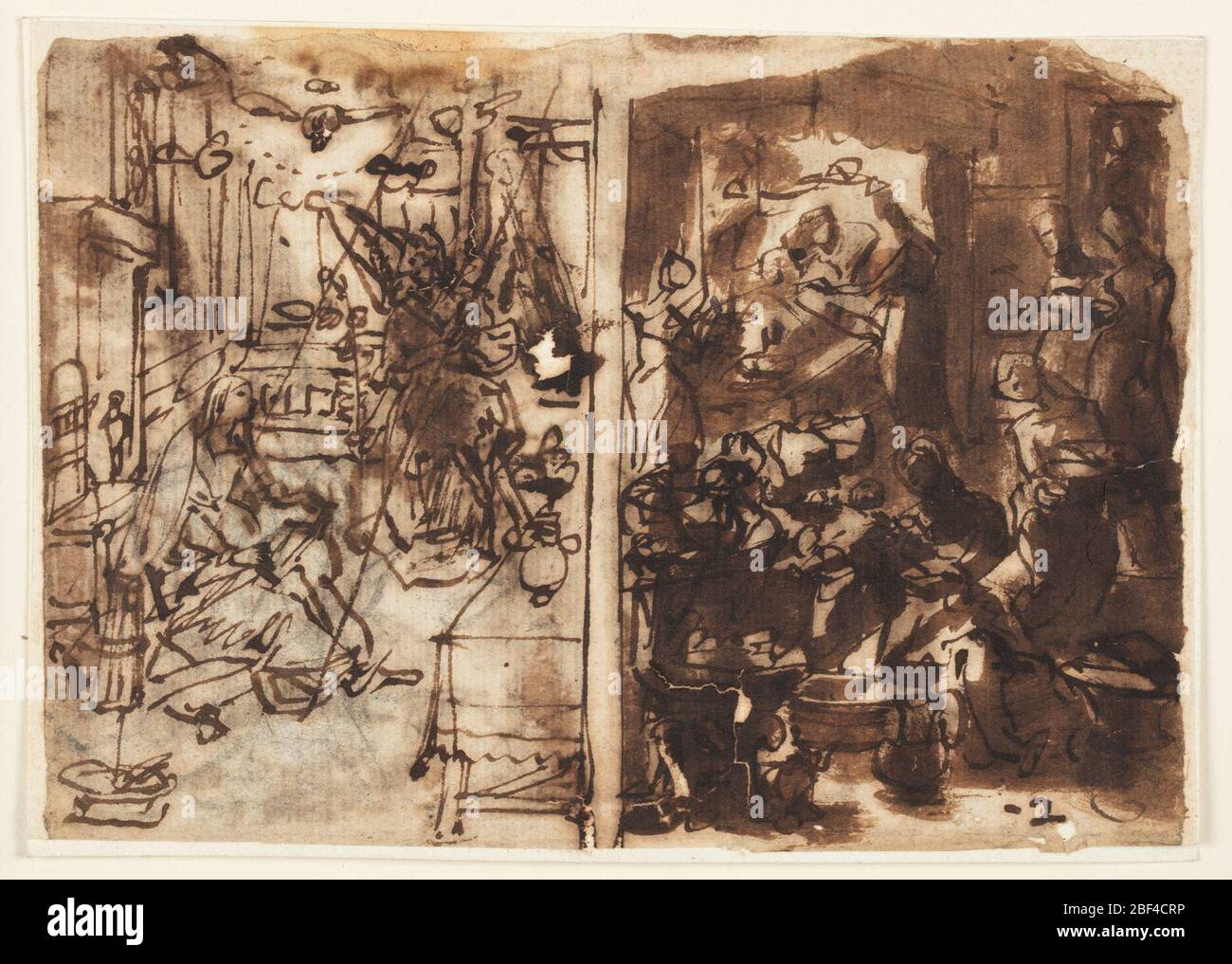 Recto left Annunciation right Birth of the Virgin. Horizontal rectangle ...