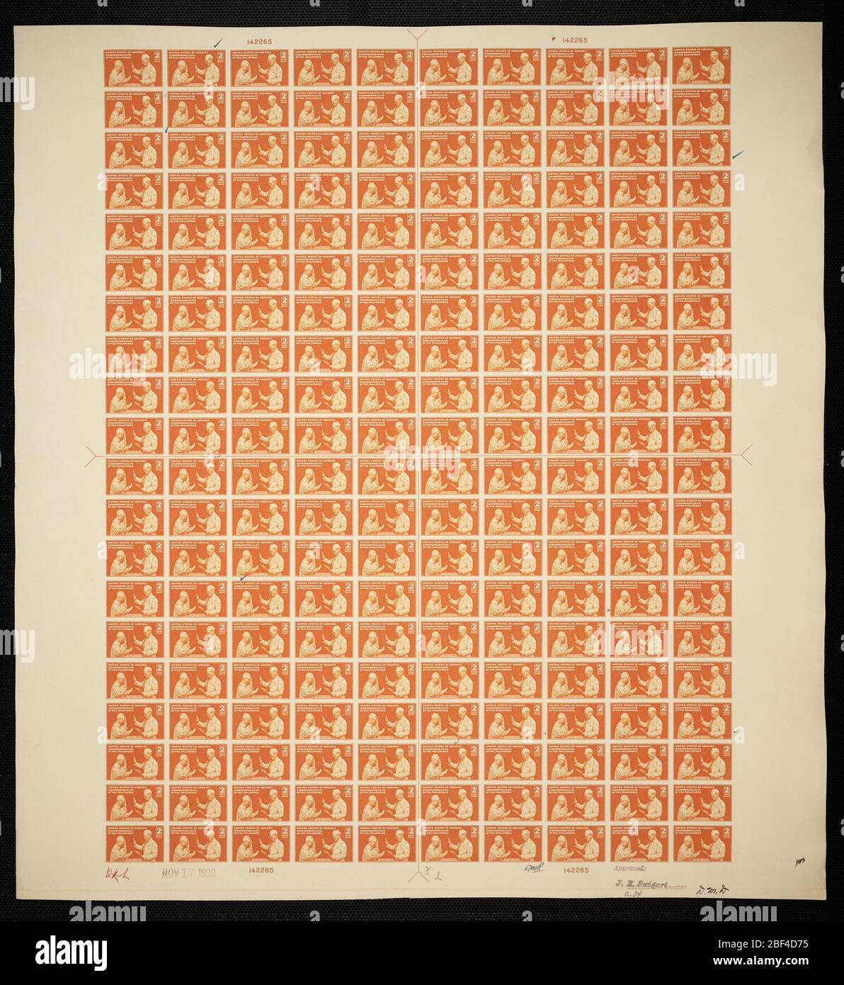 2c President Quezon Taking Oath of Office plate proof. Certified plate ...