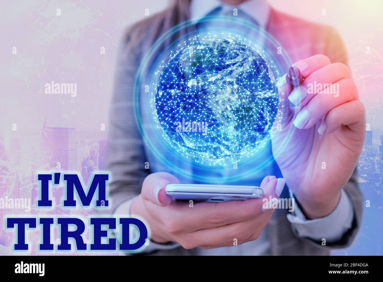 Text sign showing I M Tired. Business photo text drained of strength ...