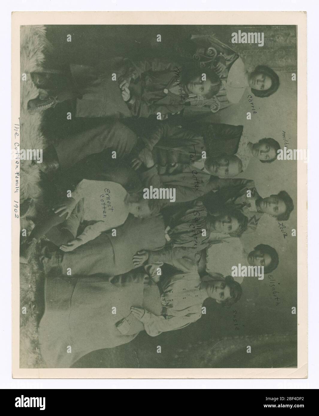 Photograph of the Cotten family. A black and white photograph of the ...