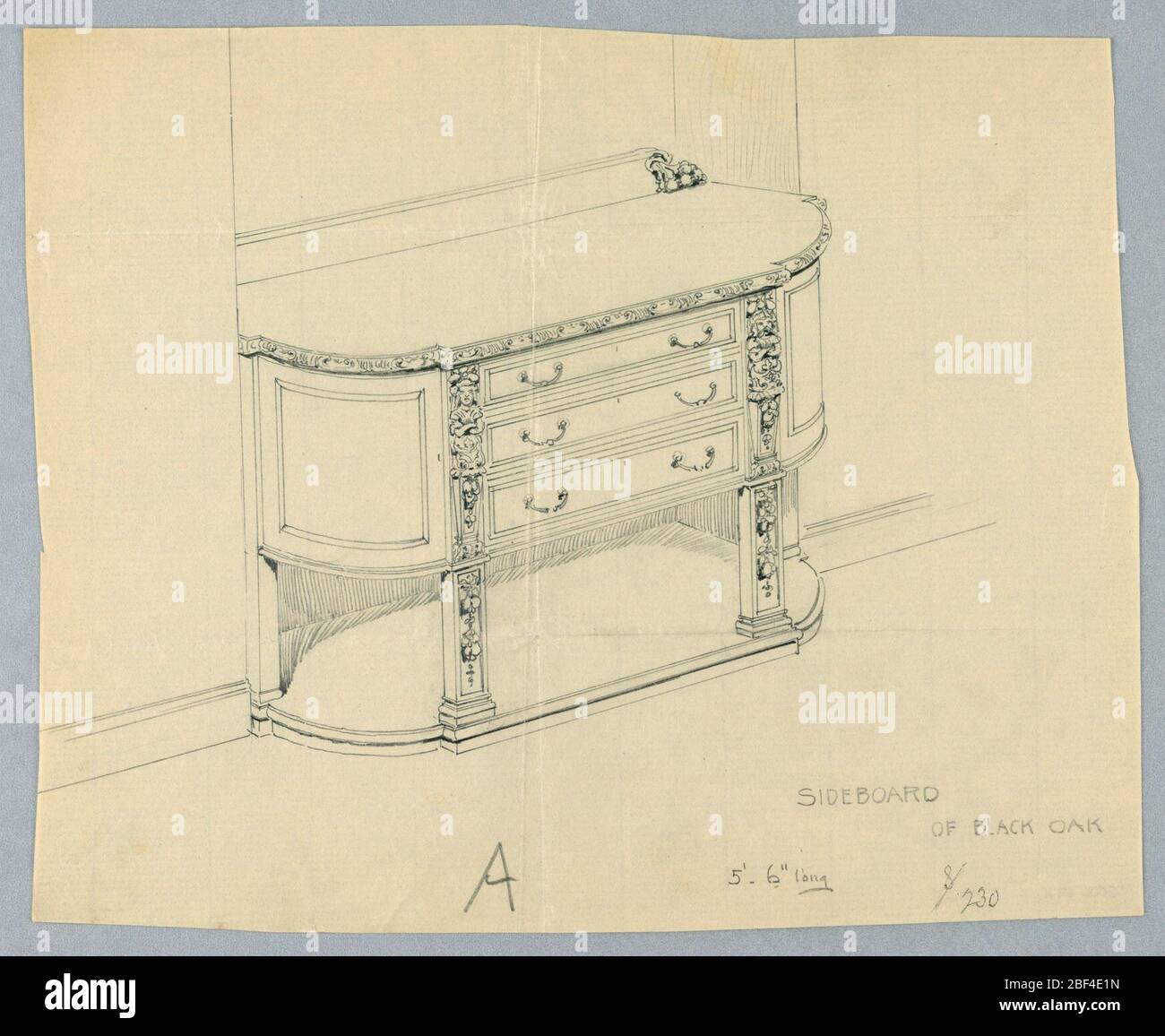 Design for Sideboard of Black Oak. Sideboard with rounded corners set ...