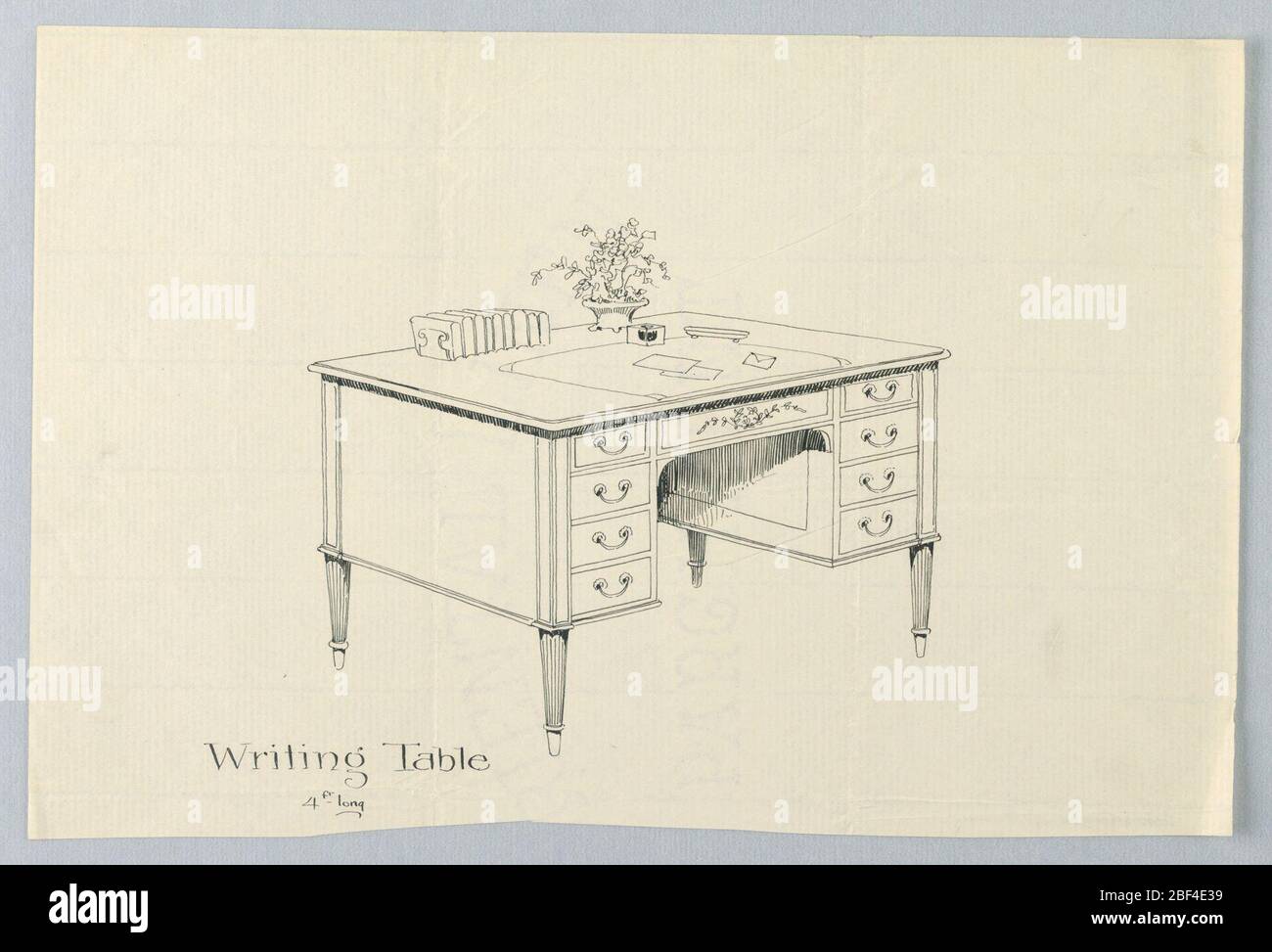 Design for Rectangular Writing Table with Eight Drawers Stock Photo - Alamy