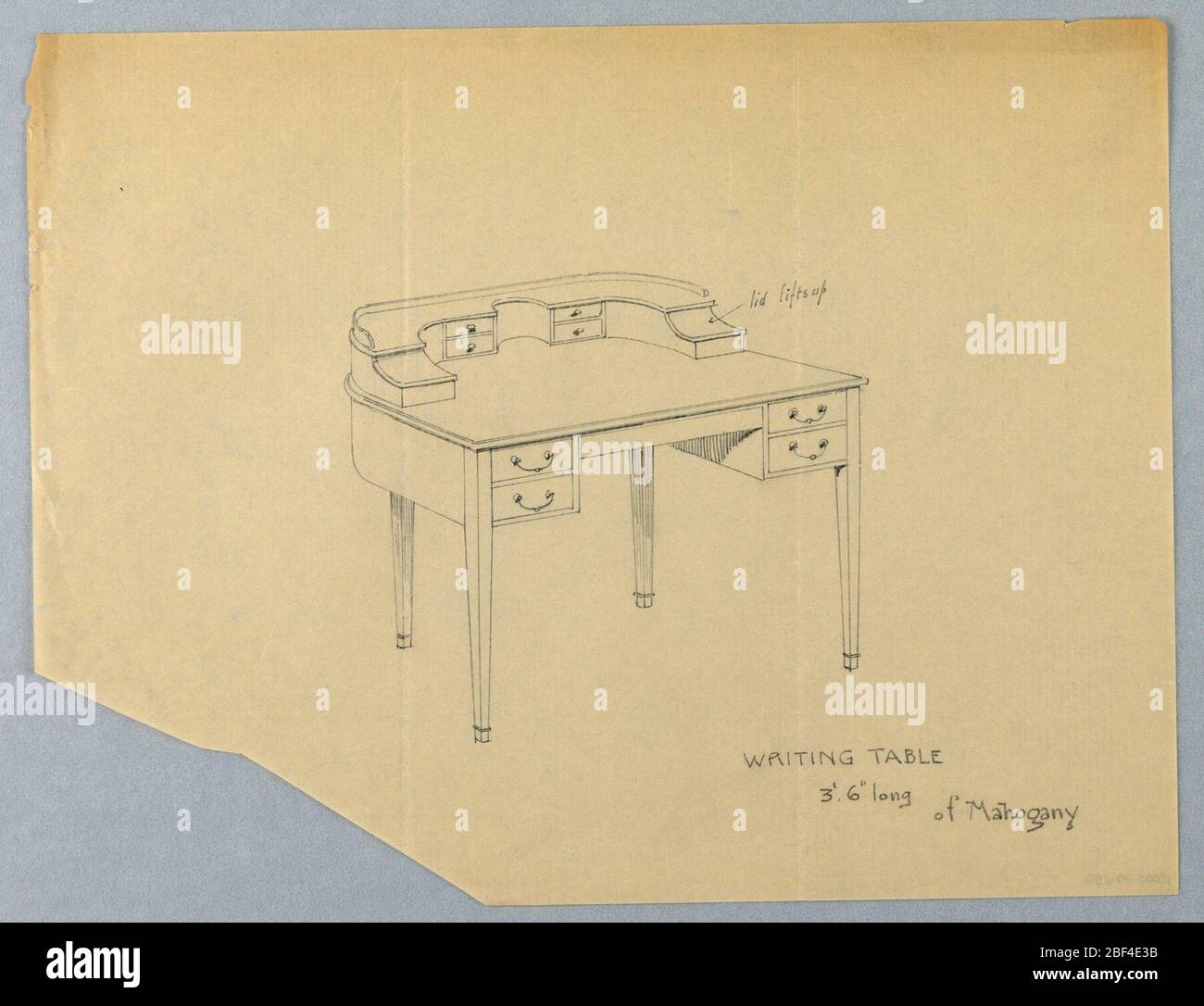 Design for Writing Table with Lidded Compartments Stock Photo - Alamy