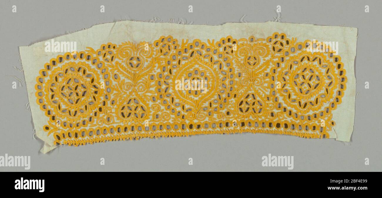 Border. Border in a stylized floral design with cutwork embroidery ...