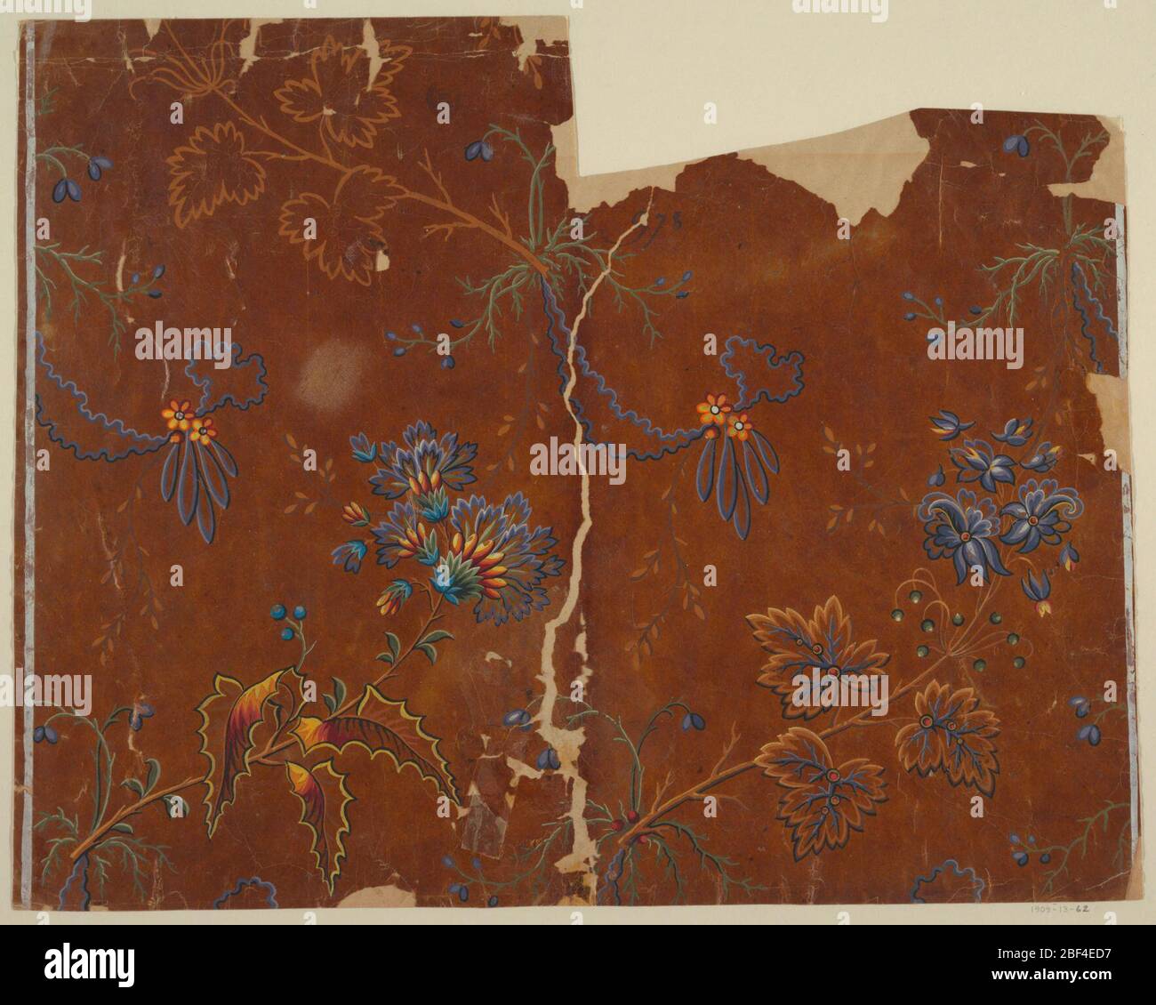 Design for a Woven Fabric. Boughs of flowers are connected by undulated ...