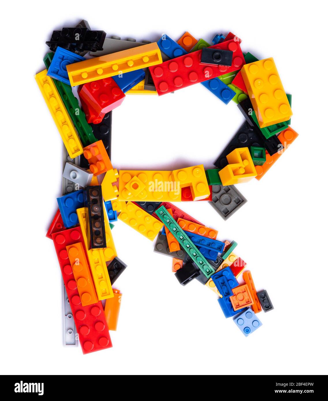 Letter R of the English alphabet from multi-colored children's plastic ...