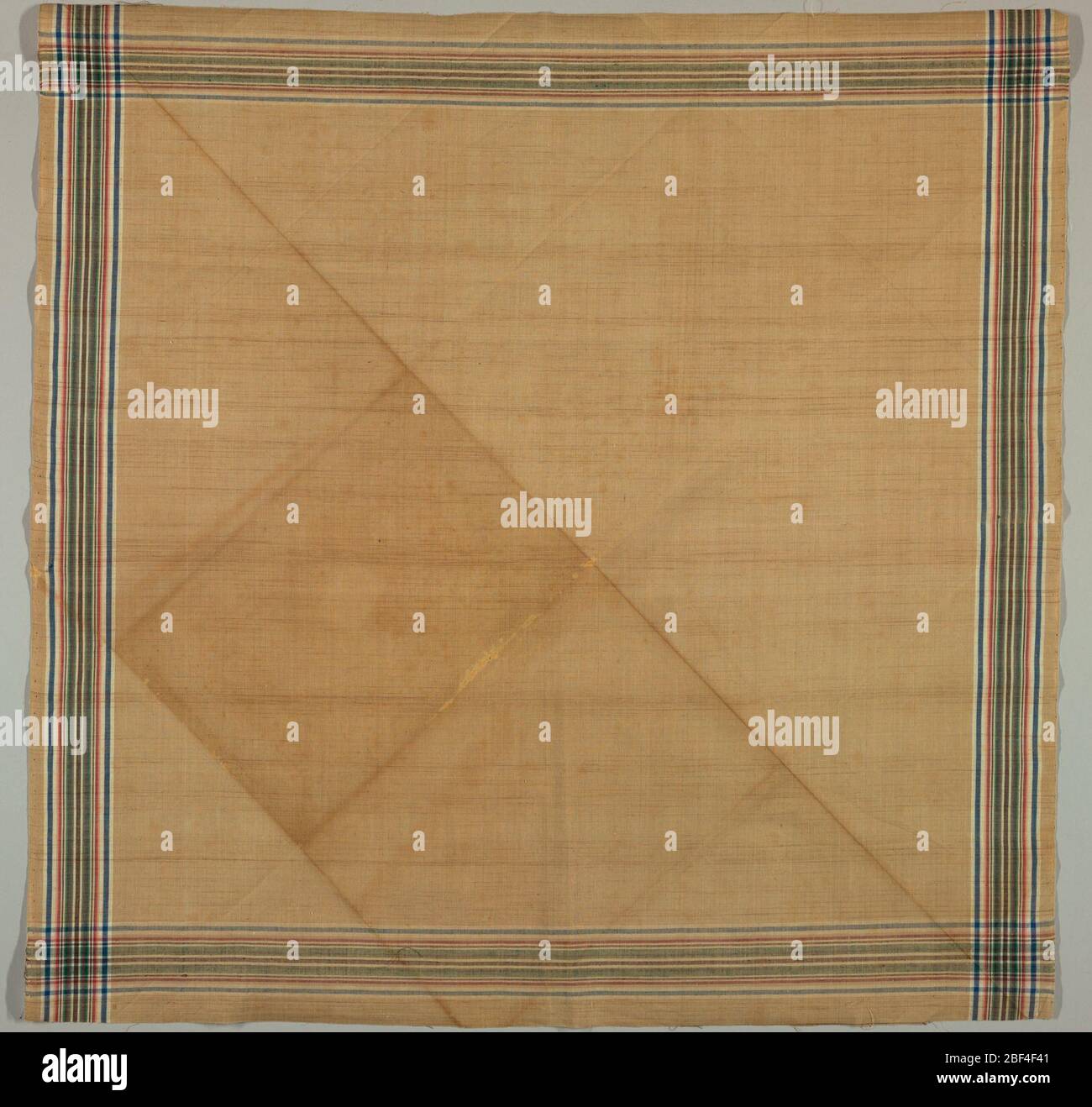 Square. Light tan ground with narrow border stripes of blue, rose ...