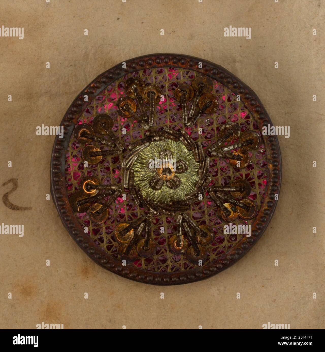 Button. Folding envelope of paper with tie closure; used as a case for ...