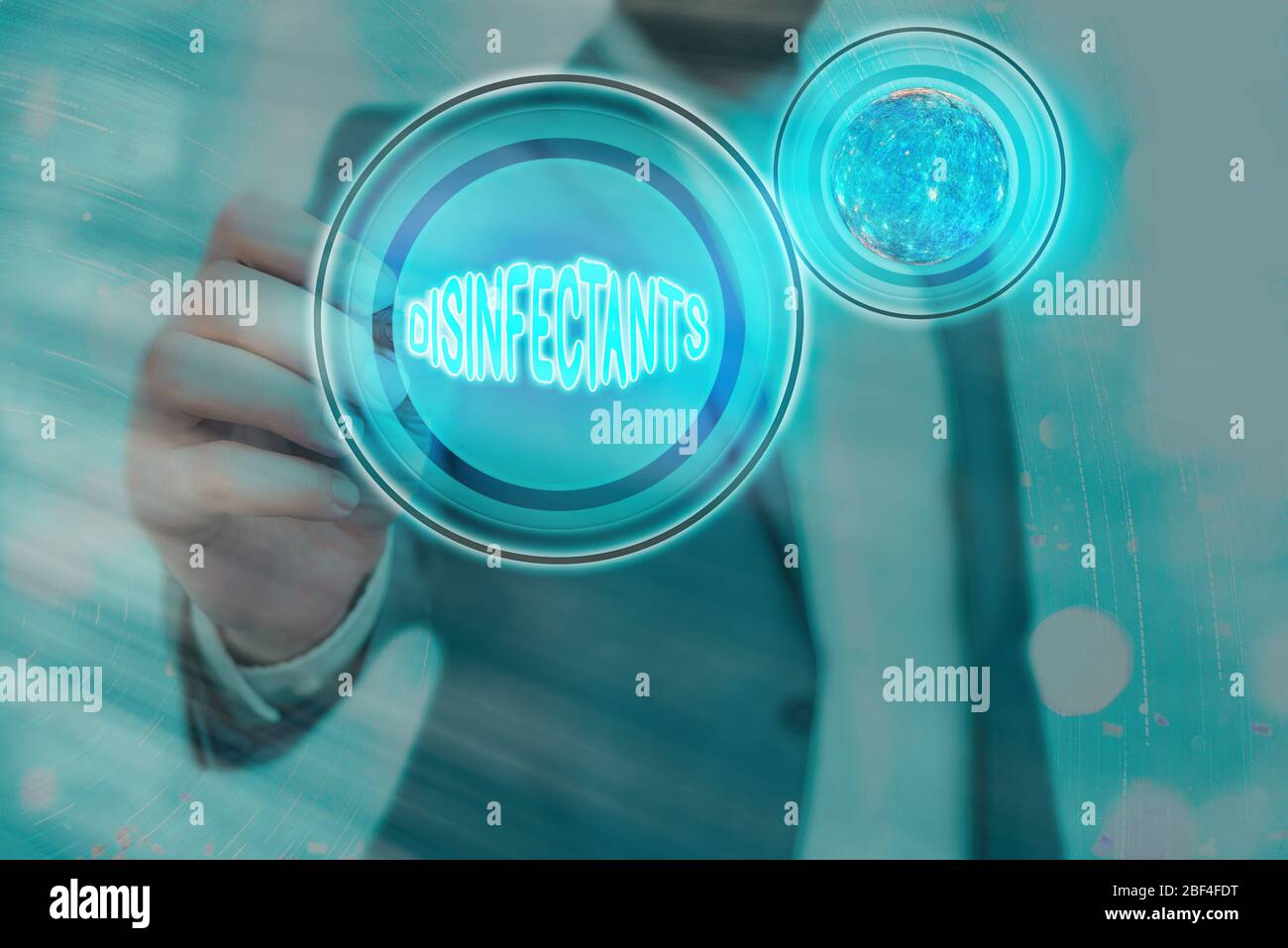 Conceptual hand writing showing Disinfectants. Concept meaning chemical ...