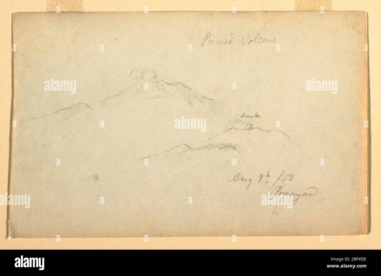 Purese Volcano seen from Popayan Colombia. Smoke emerges from the peak ...