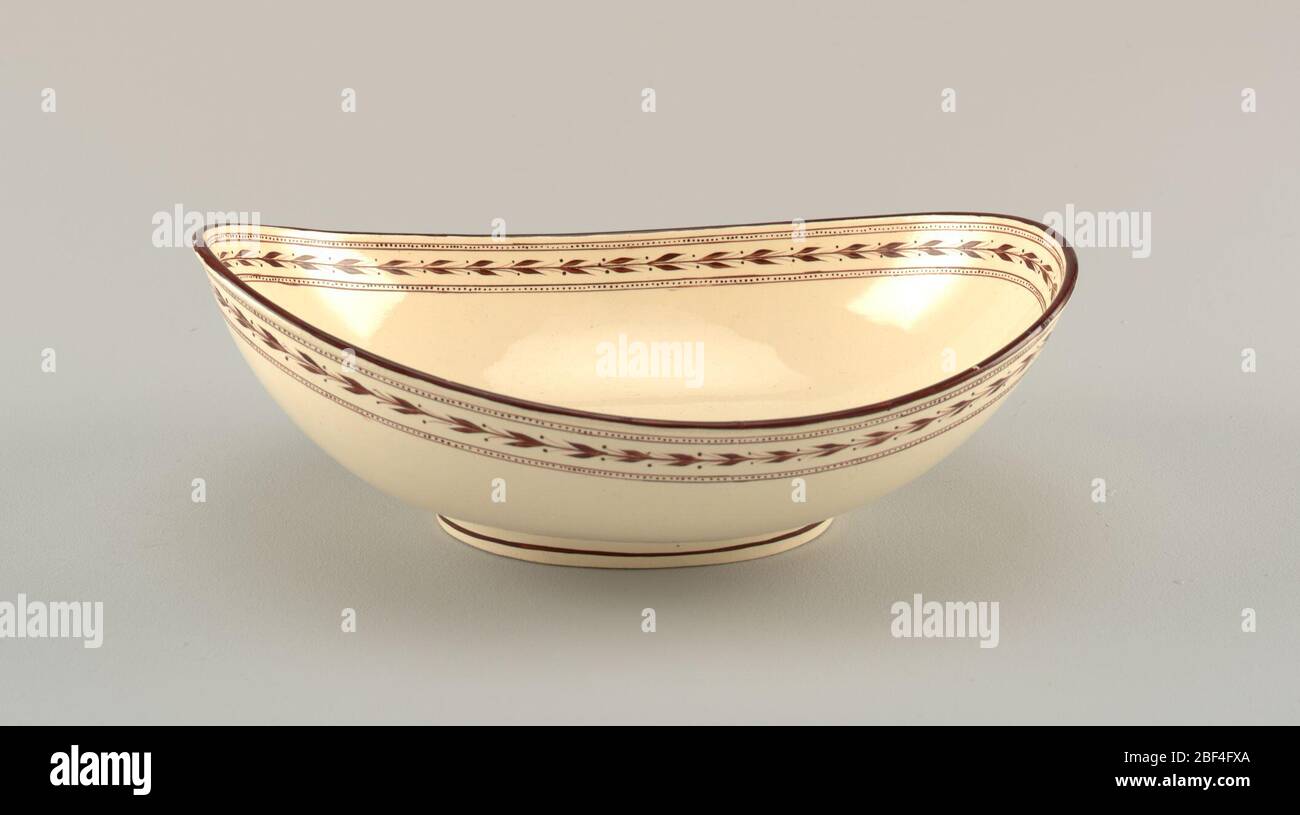 Dish ladle and tray. Dish semi-ovoid with raised ends, on elliptical ...
