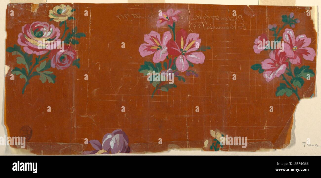 Design for a Silk Brocade Fragment. A part of a rising rinceau with one ...