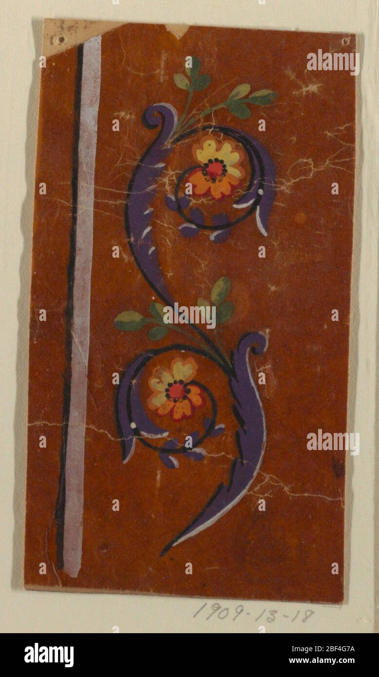 Design for a Woven Vertical Border. A rising rinceau with two spirals ...