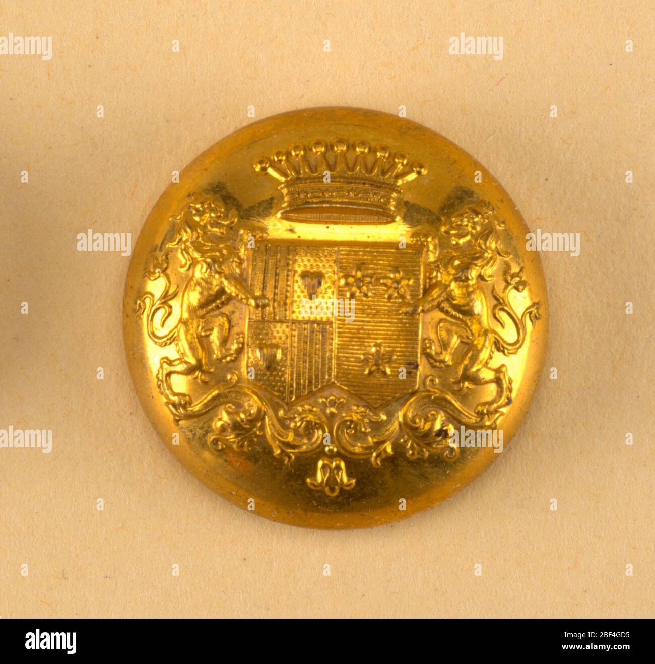 Buttons. double shield showing two coats of arms [at left, hearts and ...