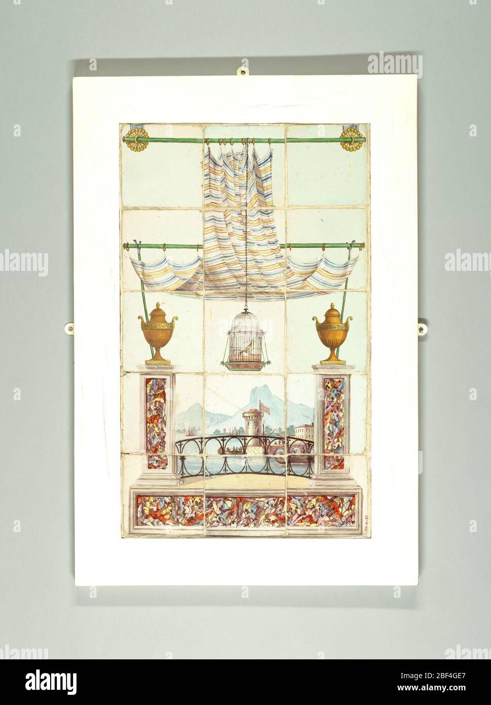 Tile panel. This eighteenth century scenic panel composed of fifteen ...