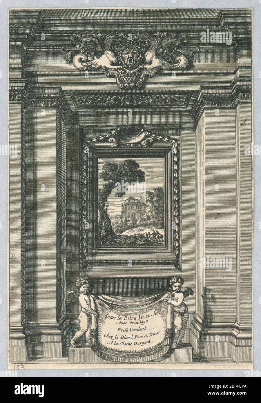 Design for a Niche With a Painting. A painting representing a landscape ...
