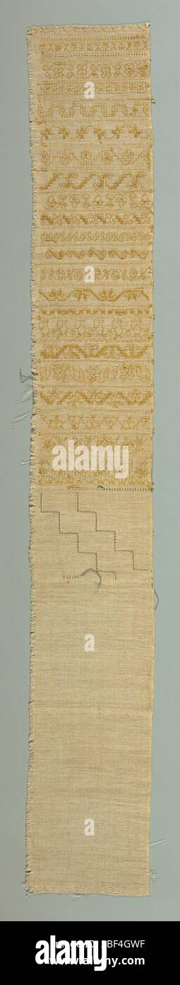Sampler. Sampler with twenty-one complete cross borders in geometric ...