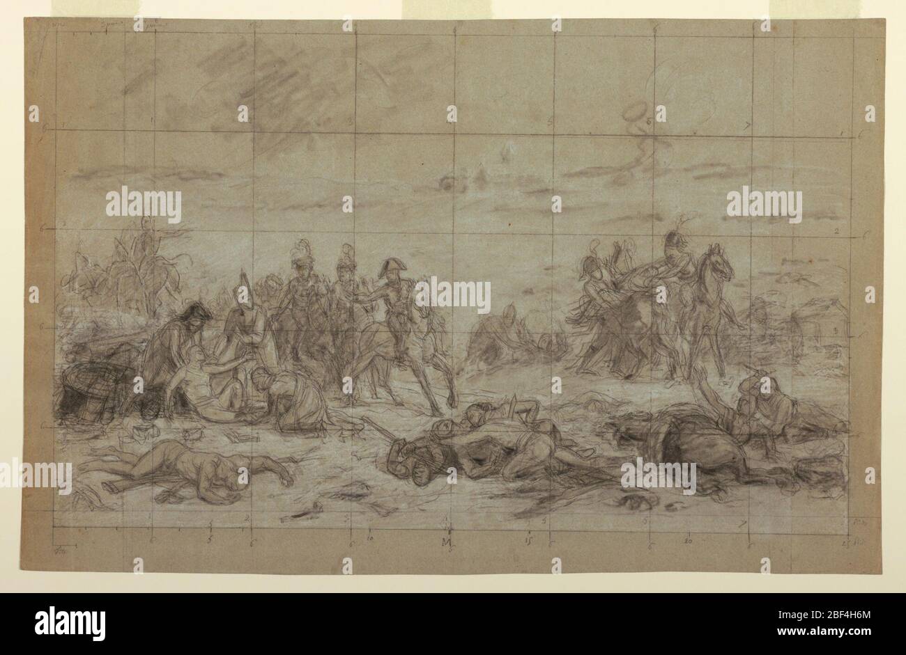 Study for Napoleon at Eylau. This drawing is squared in preparation for ...