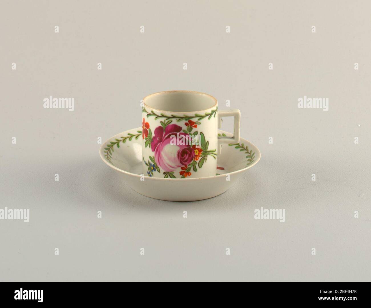 Cup and Saucer with Ostfriesische Rose Pattern. Cylindrical cup ...