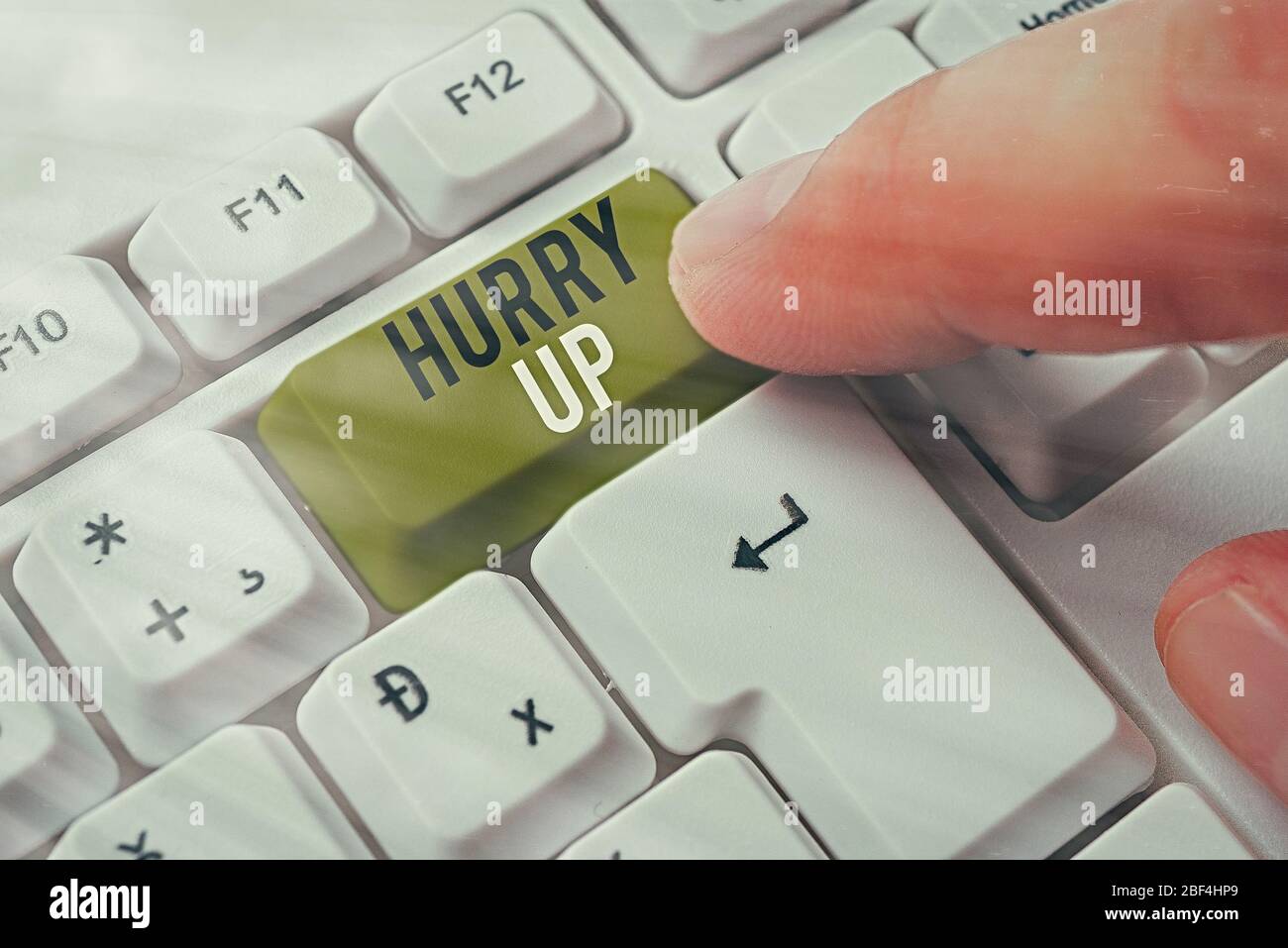 Handwriting text writing Hurry Up. Conceptual photo asking someone to ...