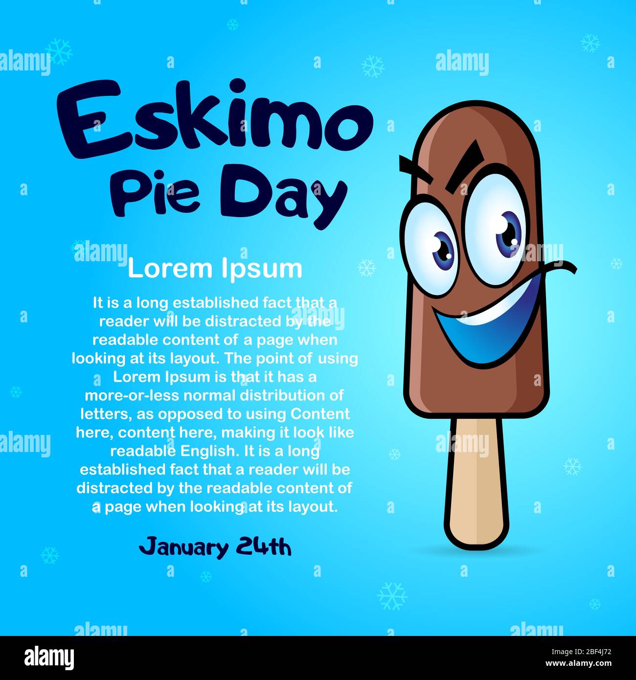 January 24 International Eskimo Pie Day. Square Banner with place for ...