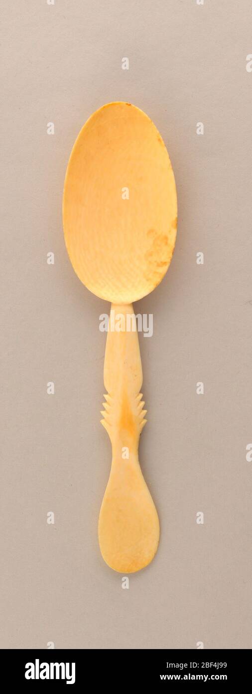 Spoon. Integral. Elongated oval bowl, small rib reverse. Flat stem with ...