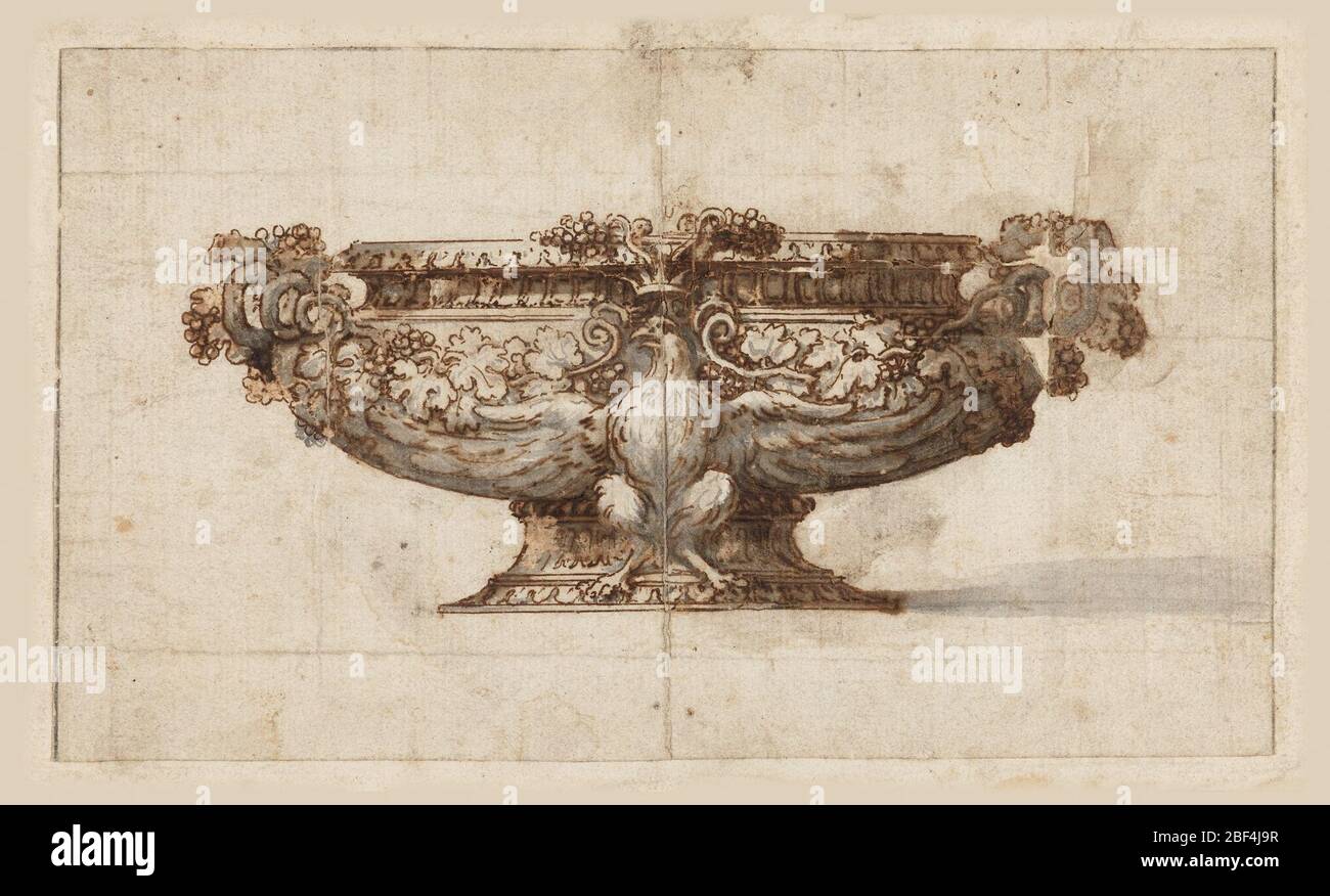 Tureen. Drawing for a decorative tureen. Throughout the surface ...