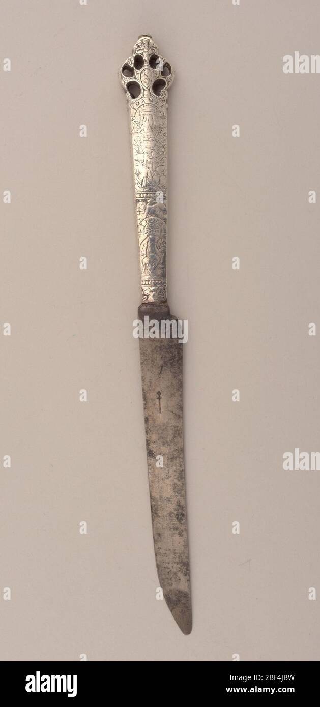 Knife. Lower edge of blade straight, the upper edge tapering towards ...