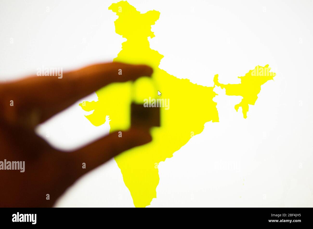 Indian Map with a lock in front of it Stock Photo - Alamy