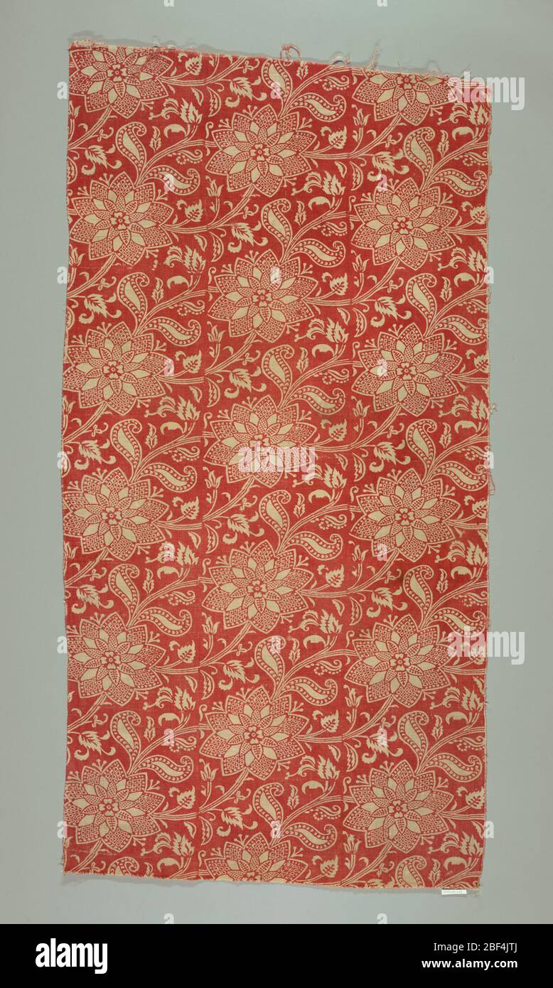 Textile. Large flowers and diagonally moving stems. Pattern reserved ...