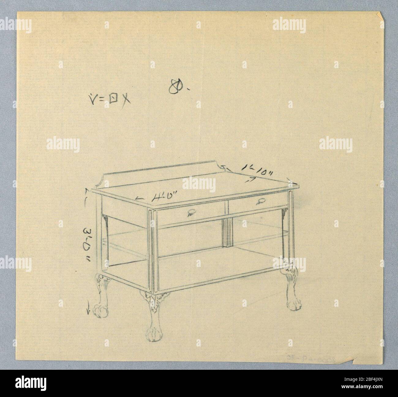 Design for Serving Table with Two Shelves and Ball and Claw Feet ...