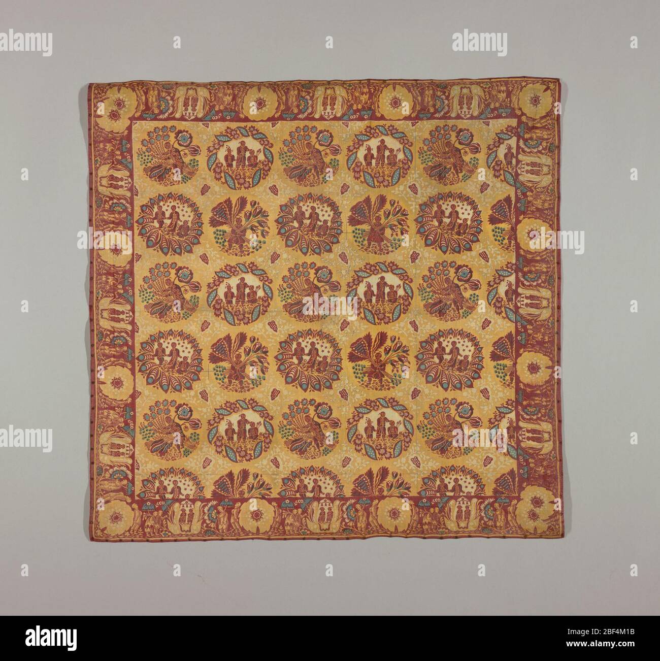 Kerchief. Kerchief with a Chinoiserie border design printed in black on ...