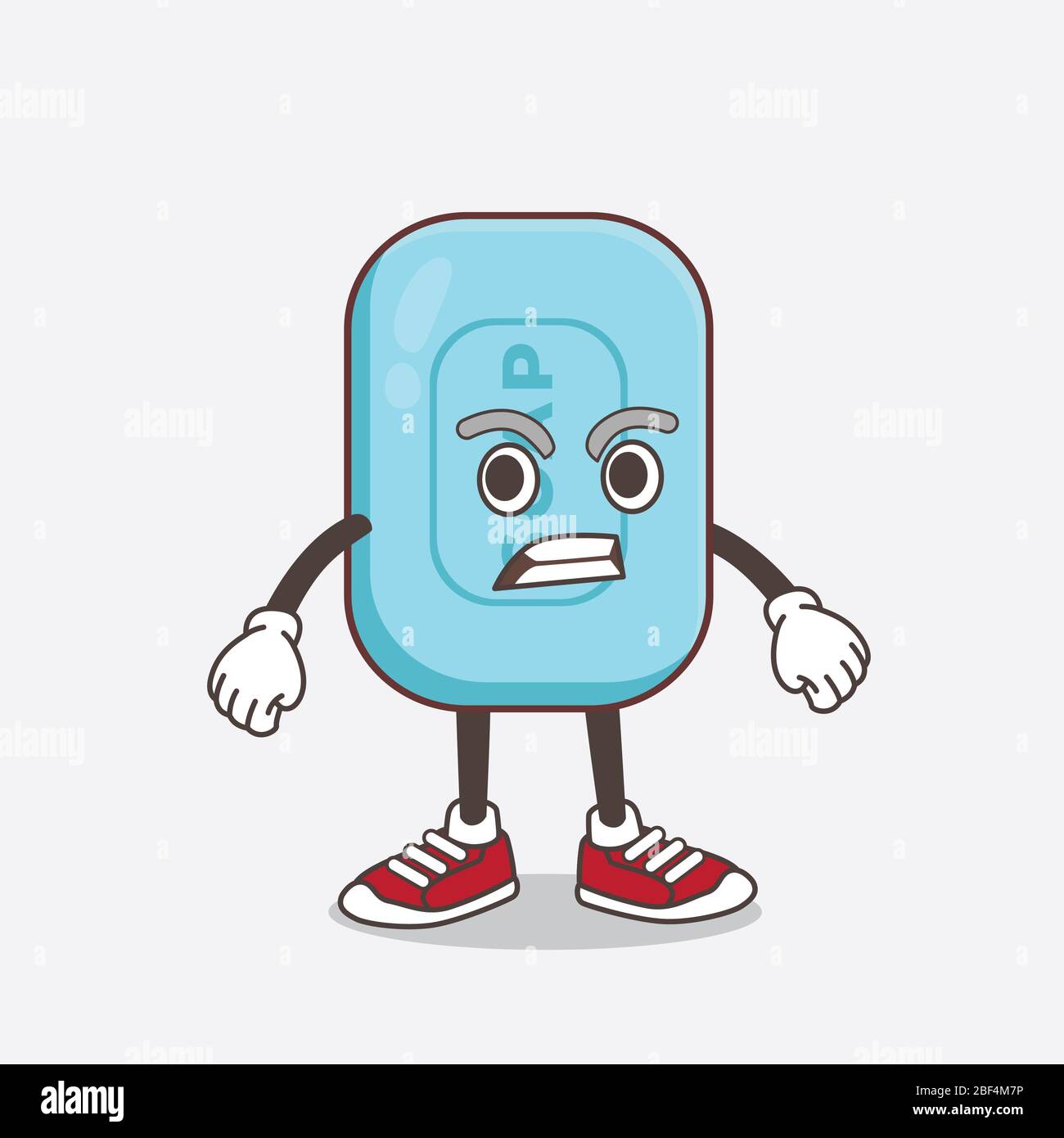 An illustration of Blue Soap cartoon mascot character with angry face ...