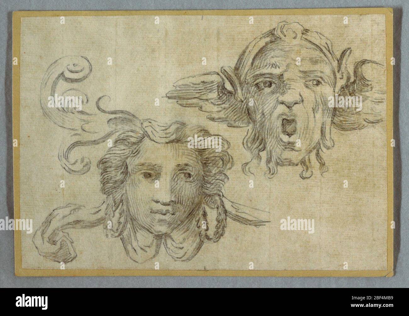 Mask with Garland and ears Mask with Beard and Ears of Satyr Stock ...