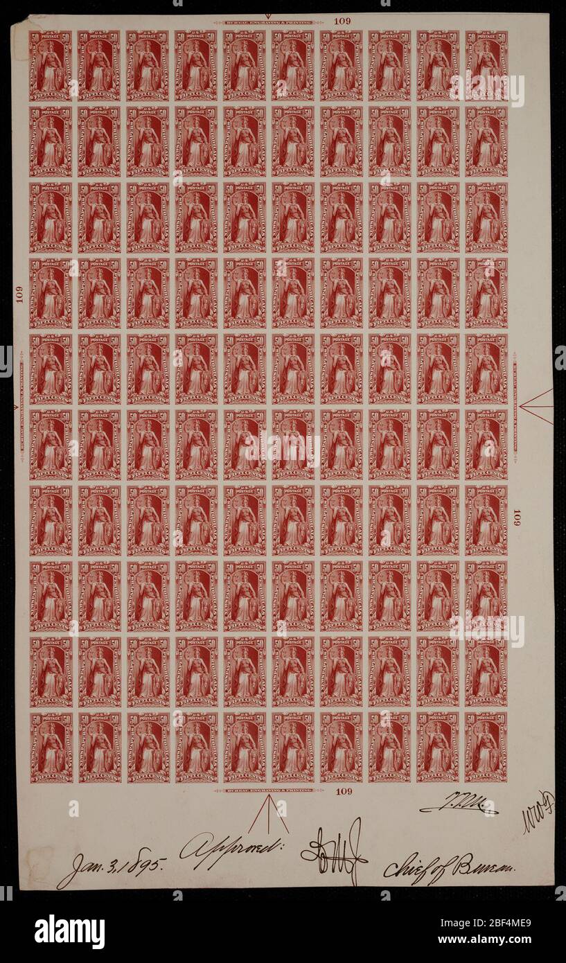 50c Justice plate proof. Certified plate proofs are the last printed ...