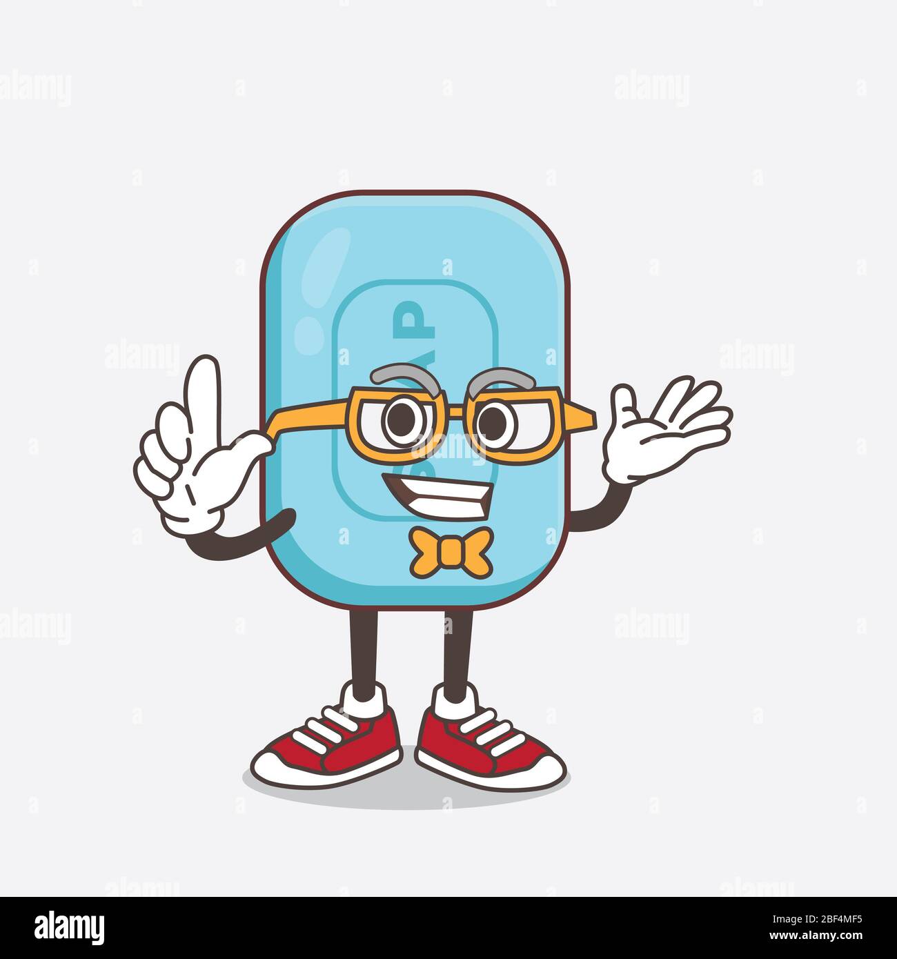 An illustration of Blue Soap cartoon mascot character in geek style ...