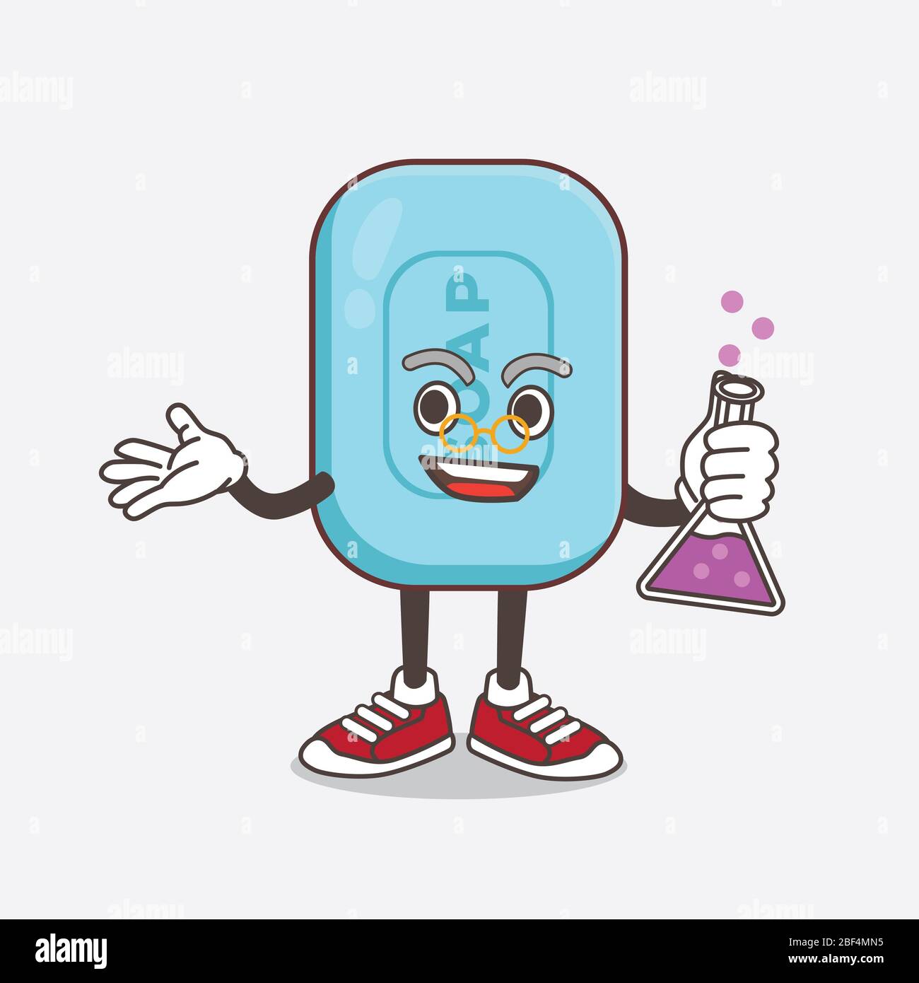 An illustration of Blue Soap cartoon mascot professor character with ...