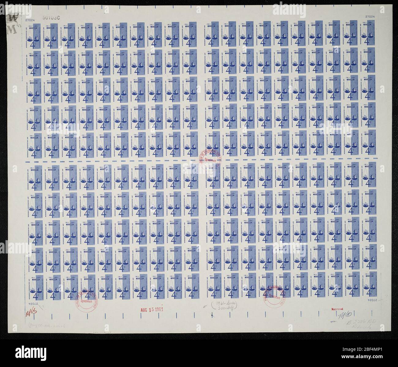 4c Scales of Justice Factory Worker and Family plate proof. Certified ...
