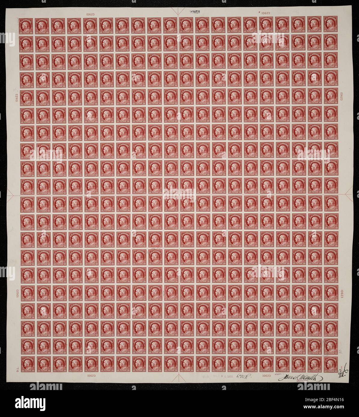12c Franklin plate proof. Certified plate proofs are the last printed ...