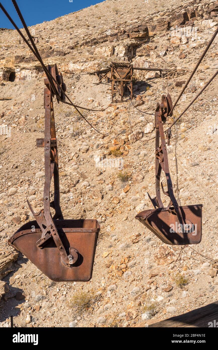Abandoned ore tram at the Big Bell Mine in Death Valley National Park ...